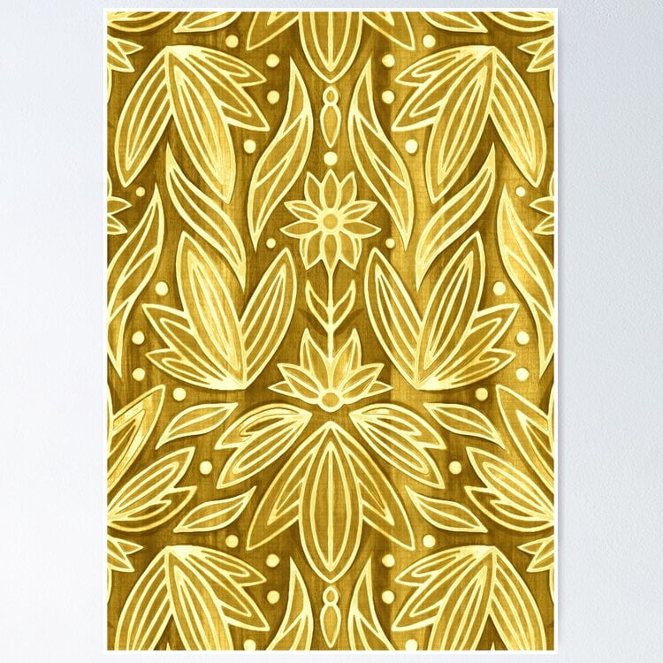 Poster Rococo Golden Enamel Art Deco Poster - No Framed, Vintage Wall ...