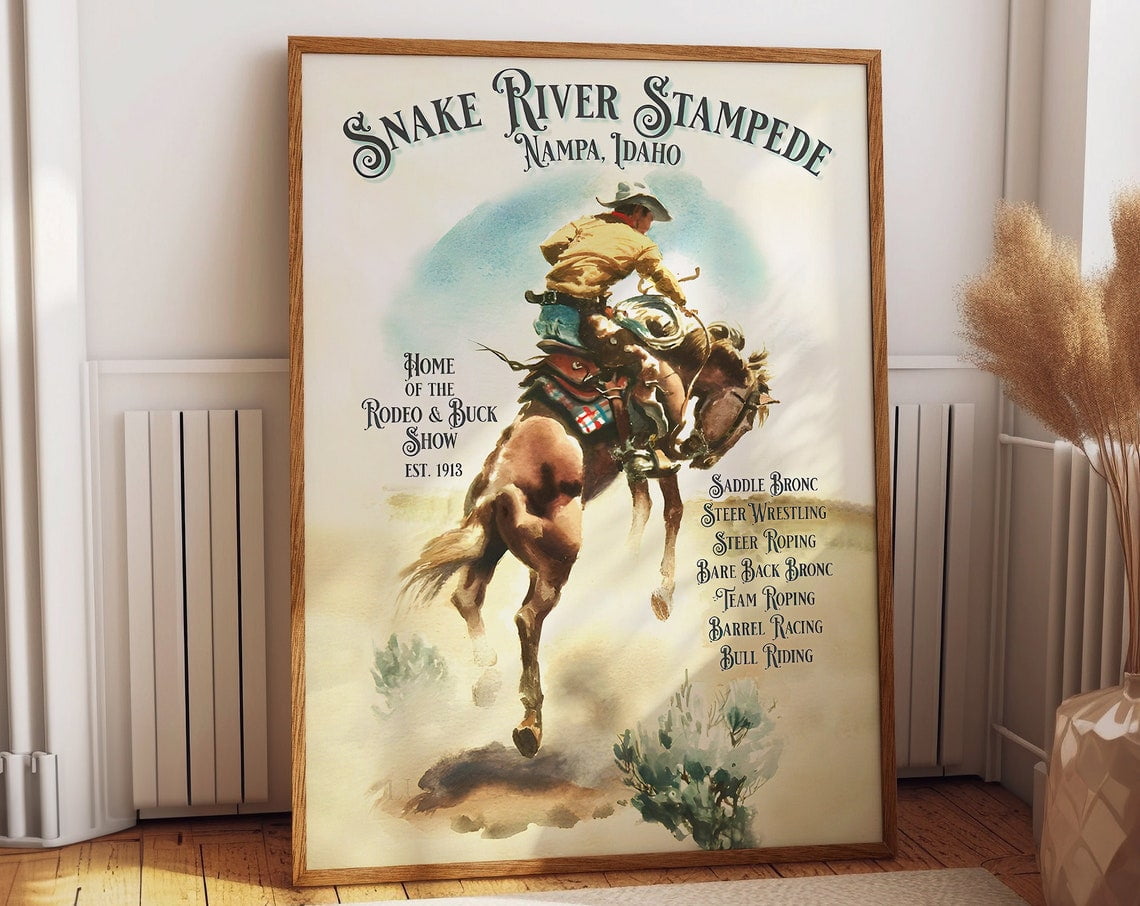 Poster Rodeo Western Posters Snake River Stampede Rodeo Print Western ...