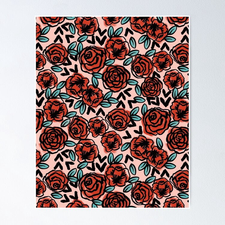 Poster Roses - Pink And Red By Andrea Lauren - No Framed, Vintage Wall ...