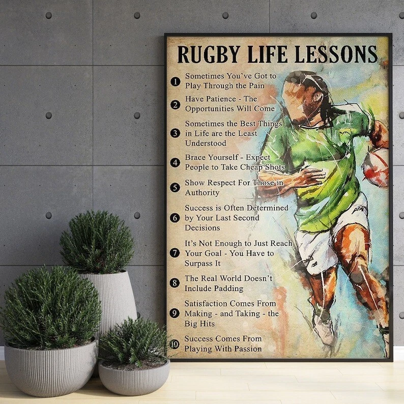 Poster Rugby Player Art, Rugby Life Lesson, Vintage Wall Art, Home ...