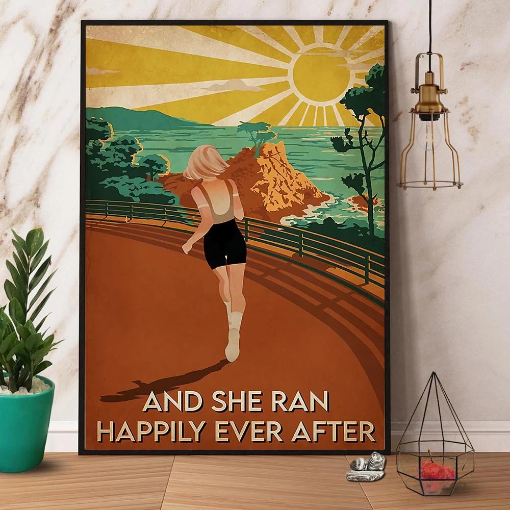Poster Running And She Ran Happily Ever After Paper No Frame Matte Wal ...