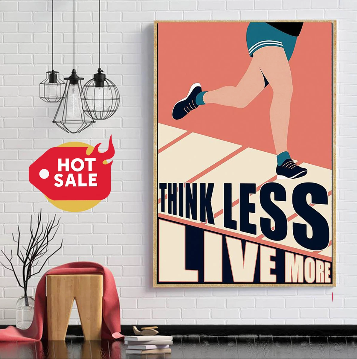 Poster Running Think Less Live More- UNFRAMED Poster Prints, Wall Art ...