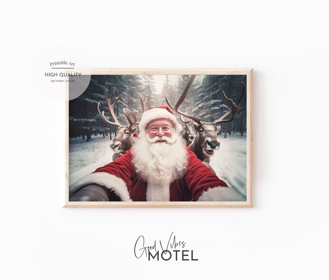 Poster, Santa Claus With A Sleigh, Winter Wall Art, Poster Art ...