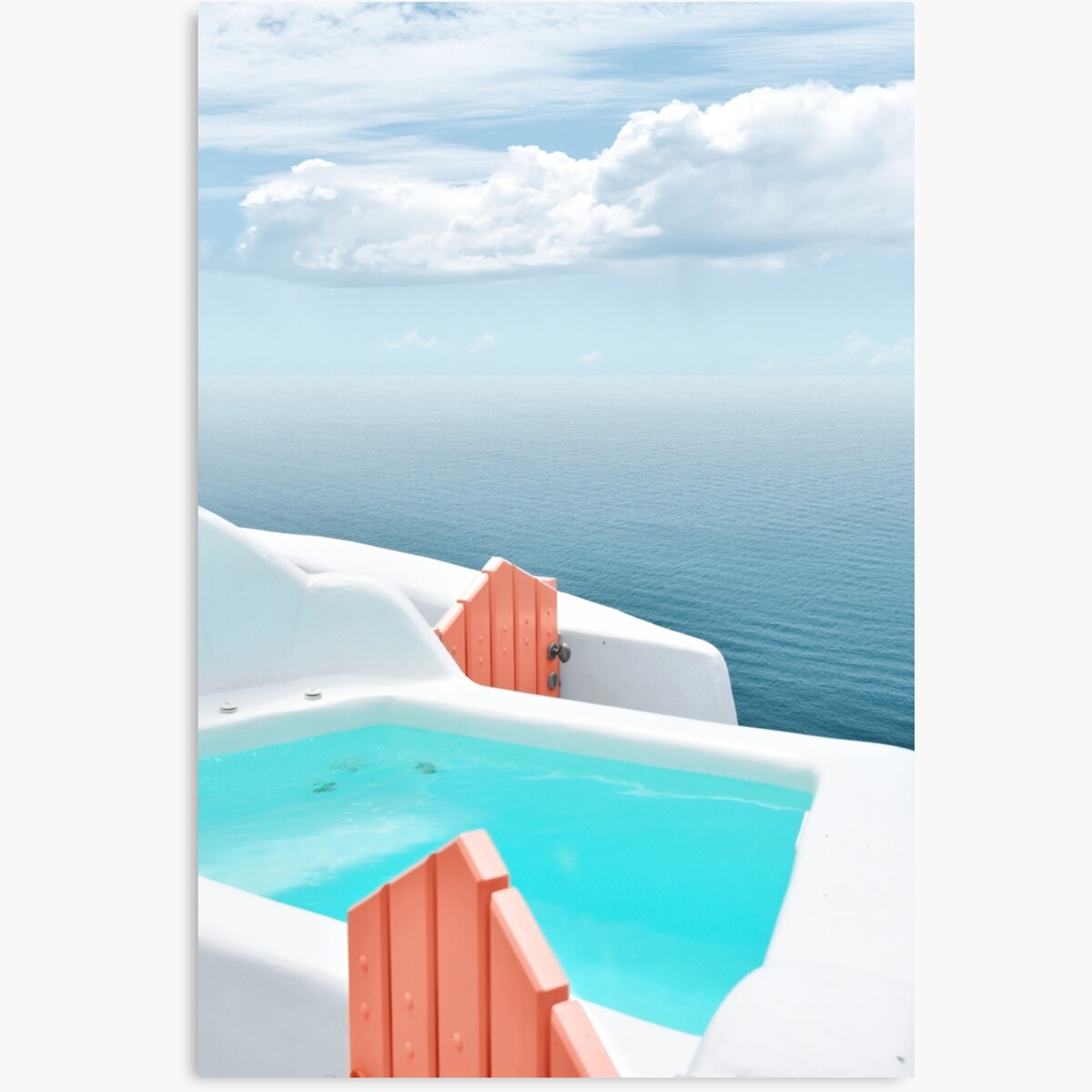 Poster Santorini Pool With A View To The Sea Poster No Framed, 24x36 ...