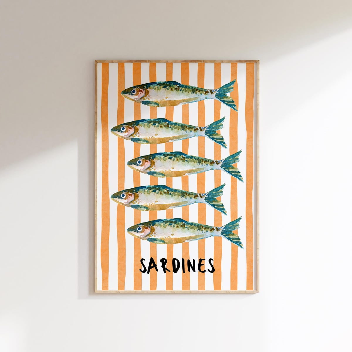 Poster Sardines Art Print, Fish Art Print, Sardines Fish Print ...
