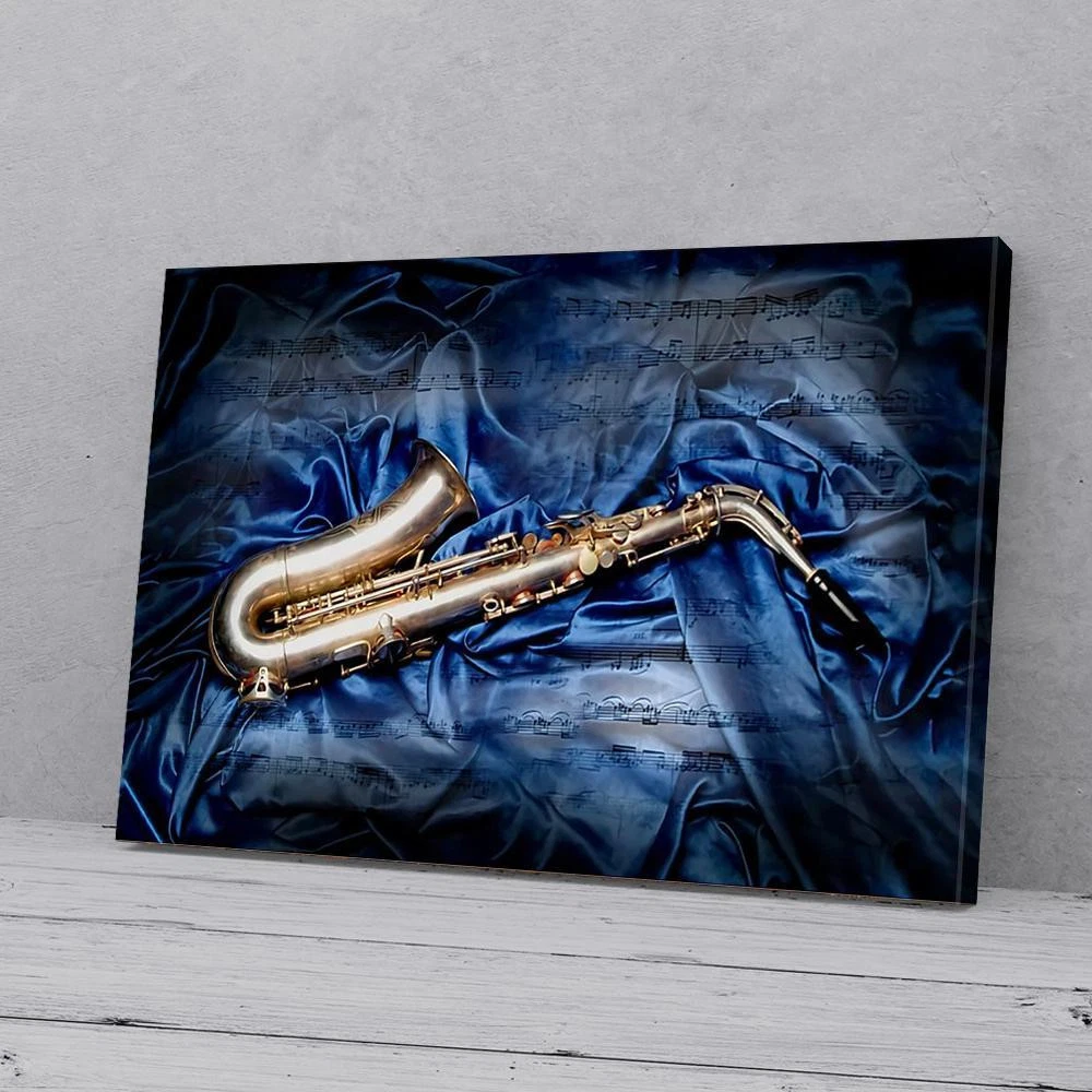 Poster Saxophone In Blue Horizontal- UNFRAMED Poster Prints, Wall Art ...