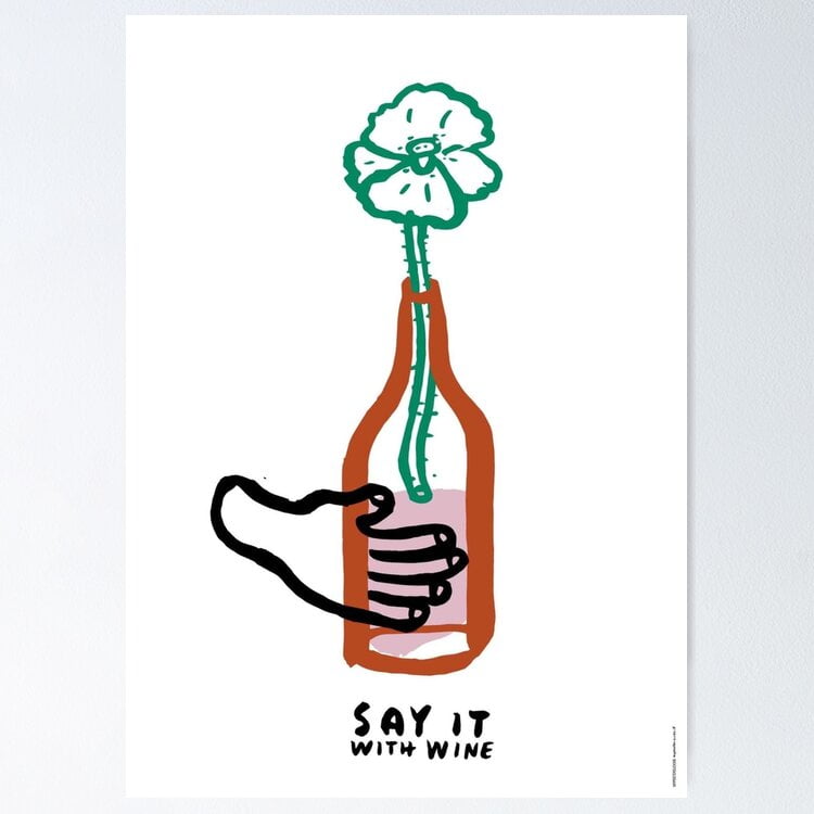Poster Say it with wine, Wine Art Print, Kitchen Art Print, Wine ...