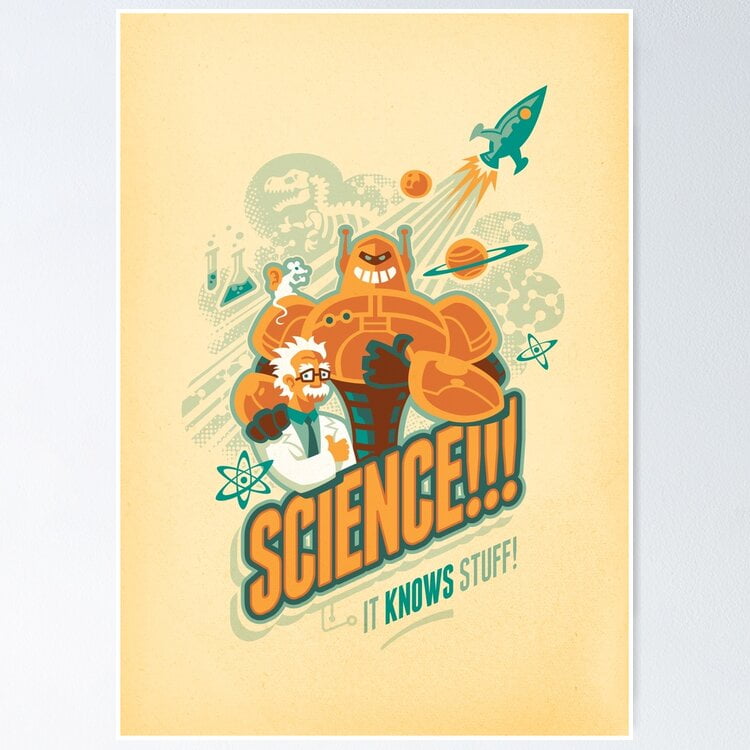 Poster Science!!! It Knows Stuff! - No Framed, Vintage Wall Art, Trendy ...