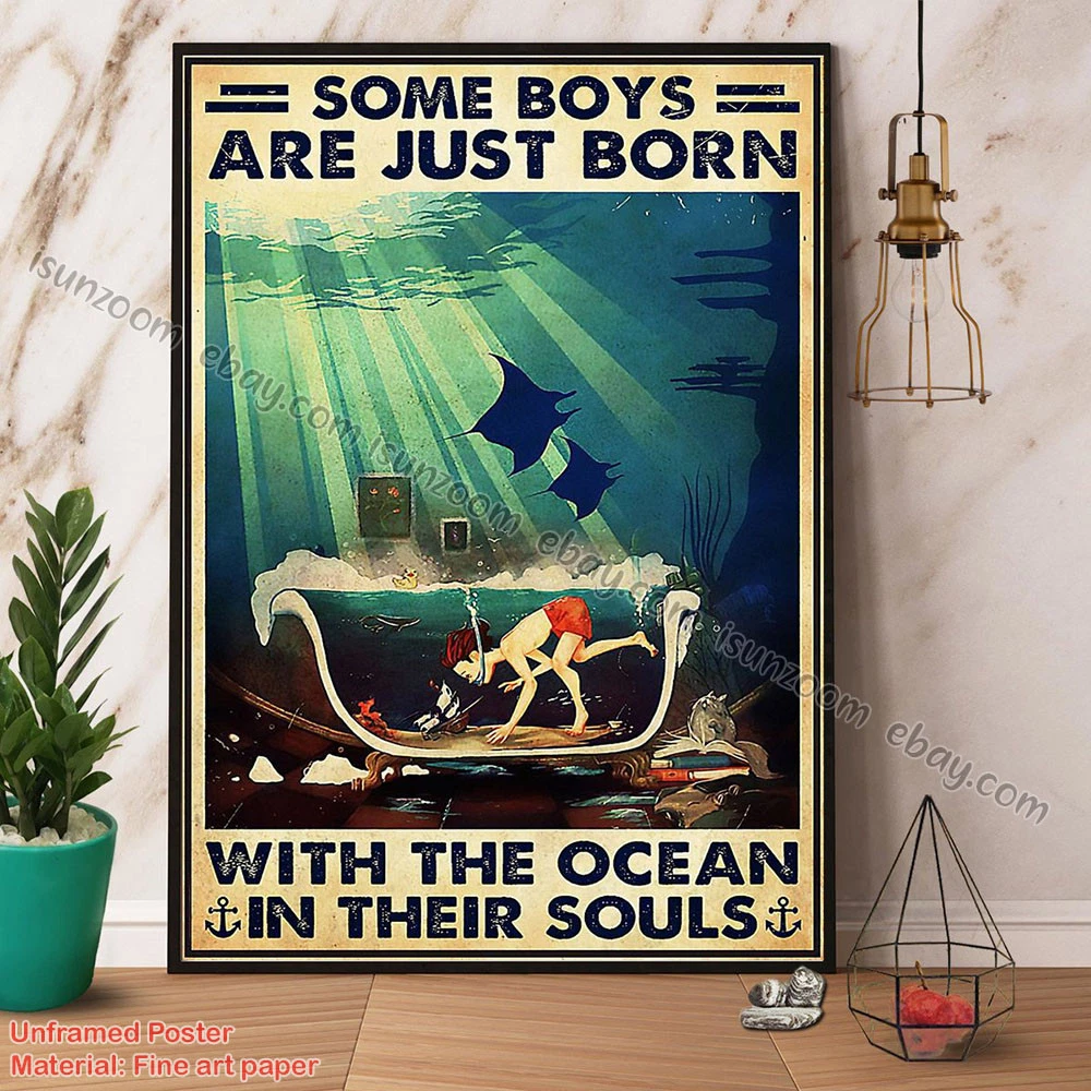 Poster Scuba Diving Boy Are Just Born With The Ocean In Their Souls ...