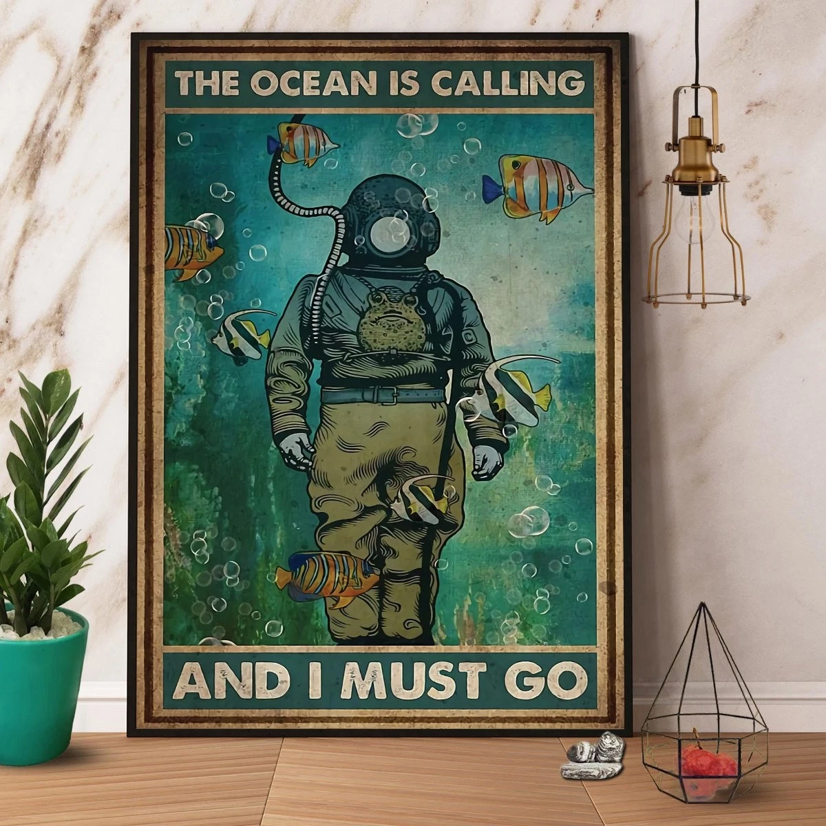 Poster Scuba The Ocean Is Calling And I Must Go Fish Ocean Vertical ...