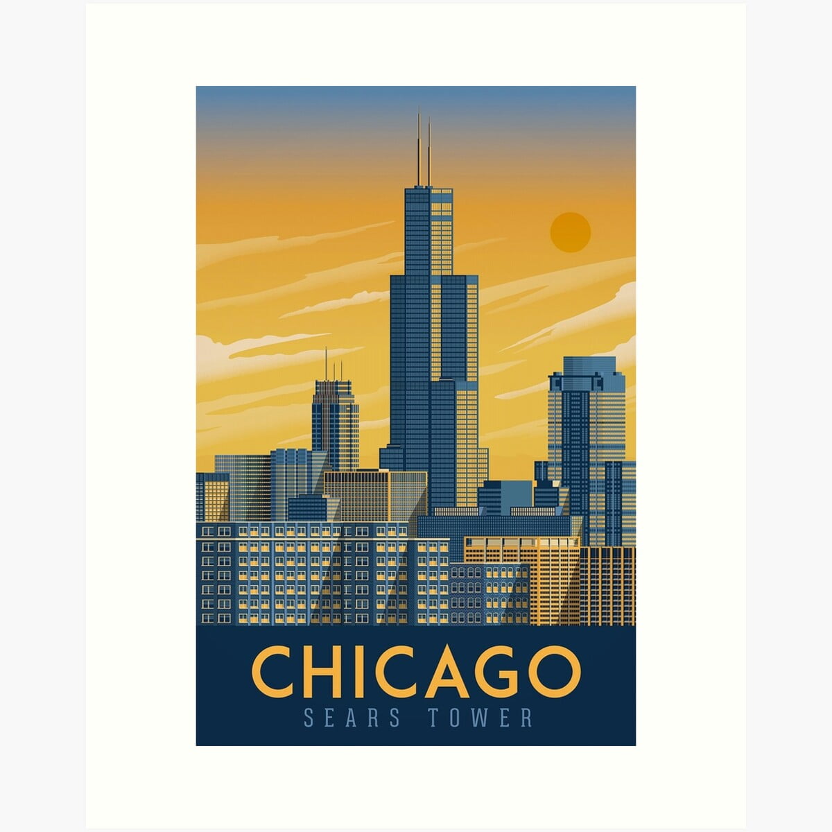 Poster Sears Tower Chicago - Illinois Poster No Framed, 24x36 - Walmart.com