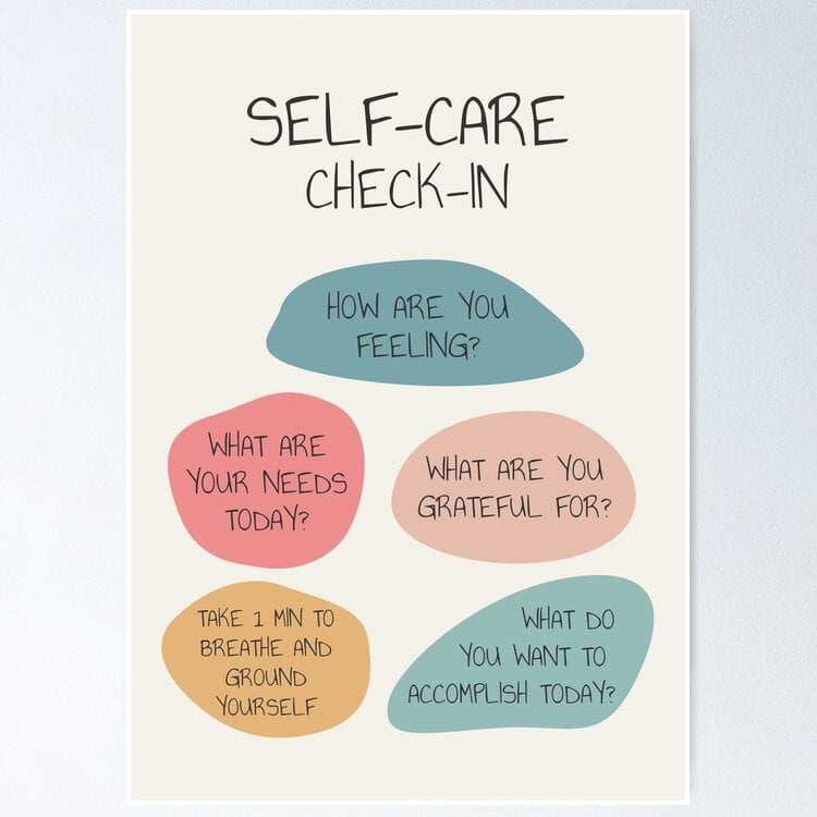 Poster Self Care Check In Self Love Mental Health Wellbeing Therapist ...