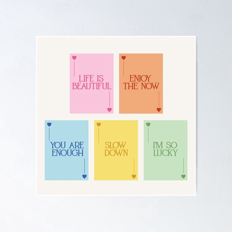 Poster Self Love Affirmations Card Deck Sticker Pack - No Framed ...