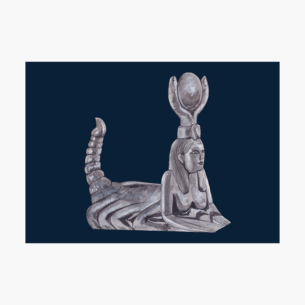 Poster Serketegyptian Goddess Figurine-Navy Blue - No Framed, Vintage ...