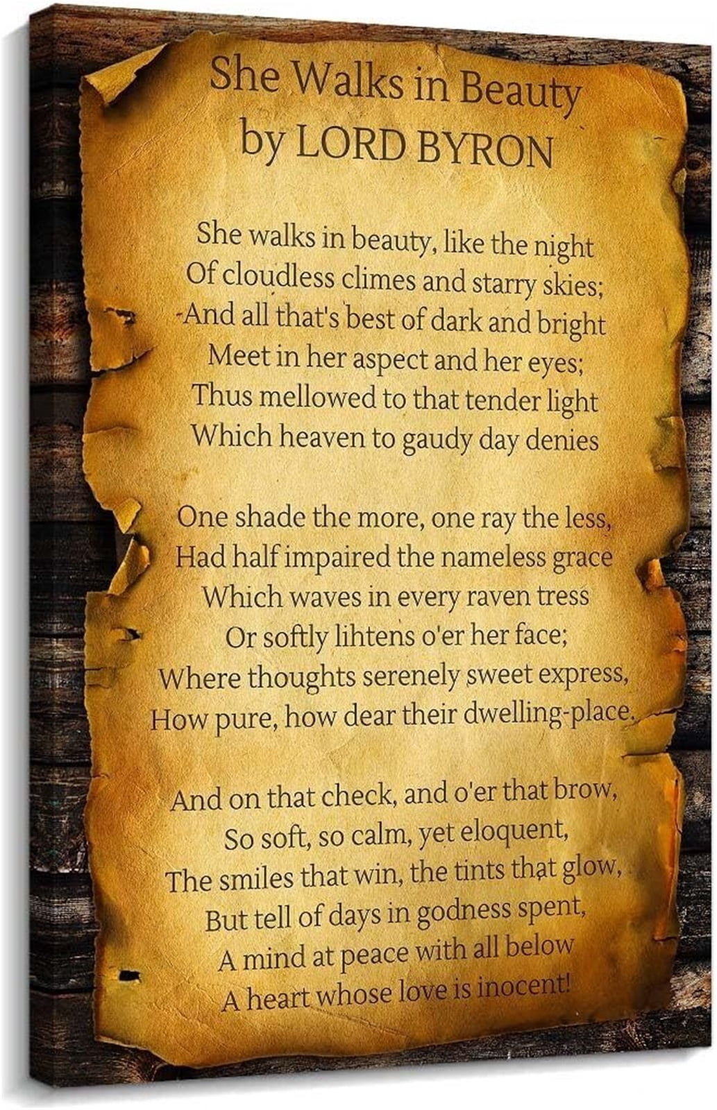 Poster She Walks in Beauty Poem Wall Art poster Home Decoration for ...