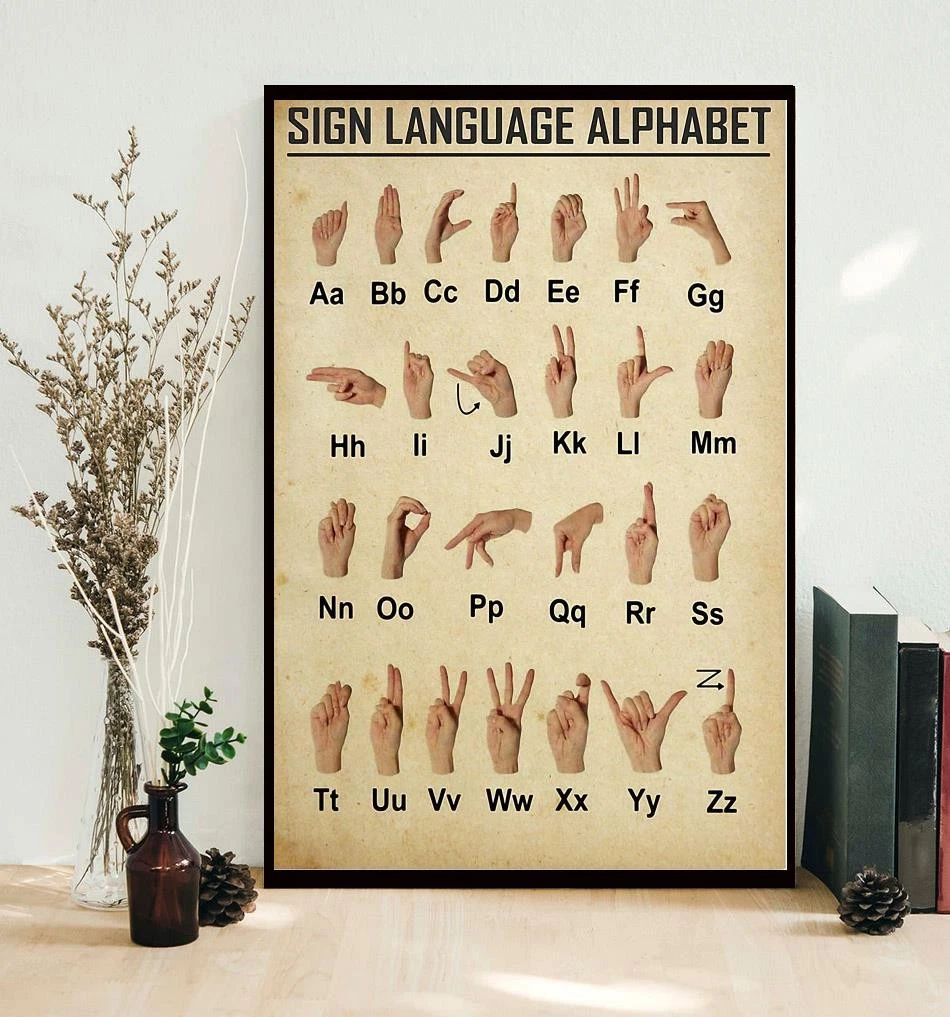 Poster Sign Language Alphabet Vertical Wall Art, Unframed Prints For ...