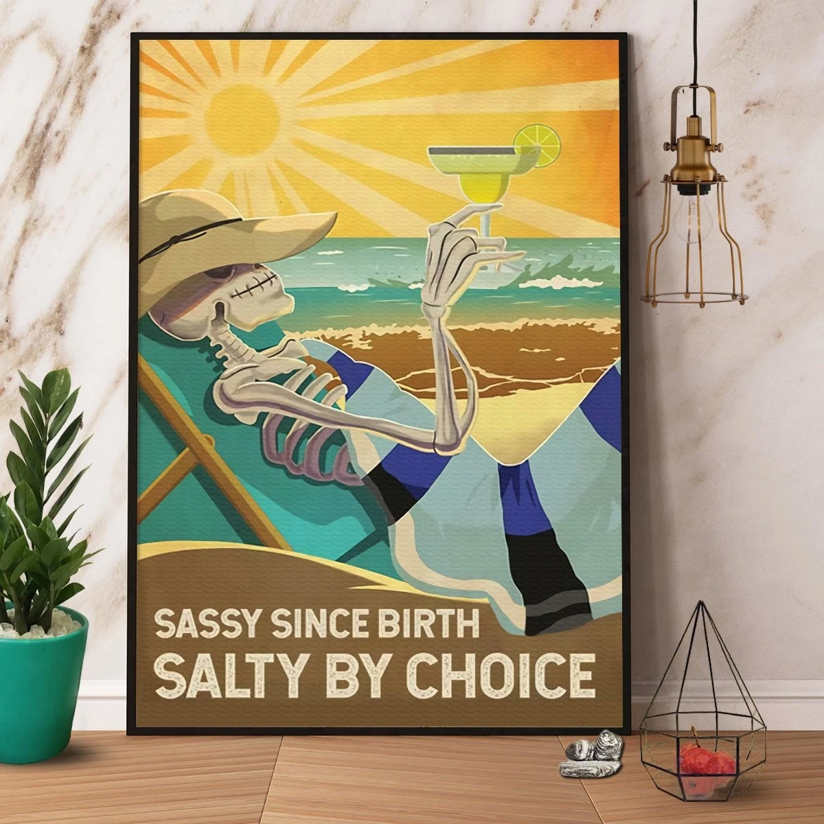 Poster Skeleton & Beach Sassy Since Birth Salty By Choice Paper Matte ...