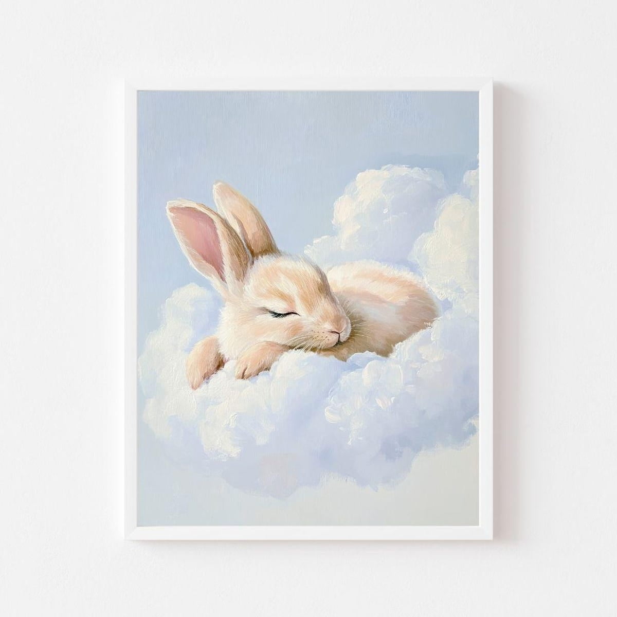 Poster Sleeping Bunny On A Cloud Painting | Brown Rabbit Wall Art Print ...