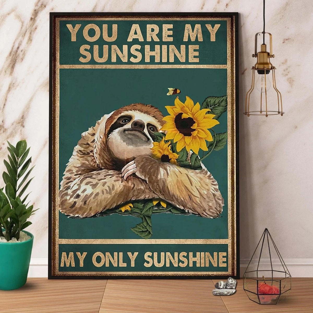 Poster Sloth You Are My Sunshine Sunflower Vintage Vertical- UNFRAMED ...