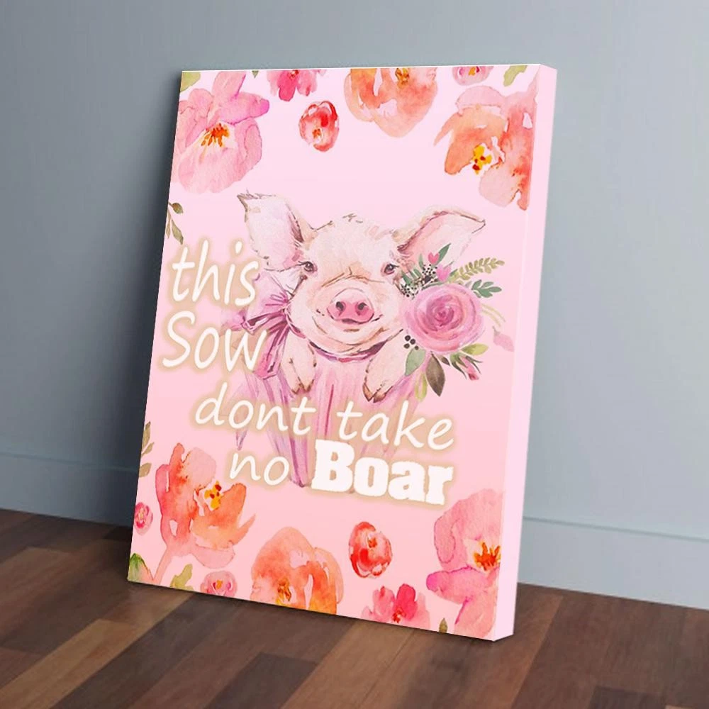 Poster This Sowon'T Take No Boar Pink Roses Pig- UNFRAMED Poster Prints ...