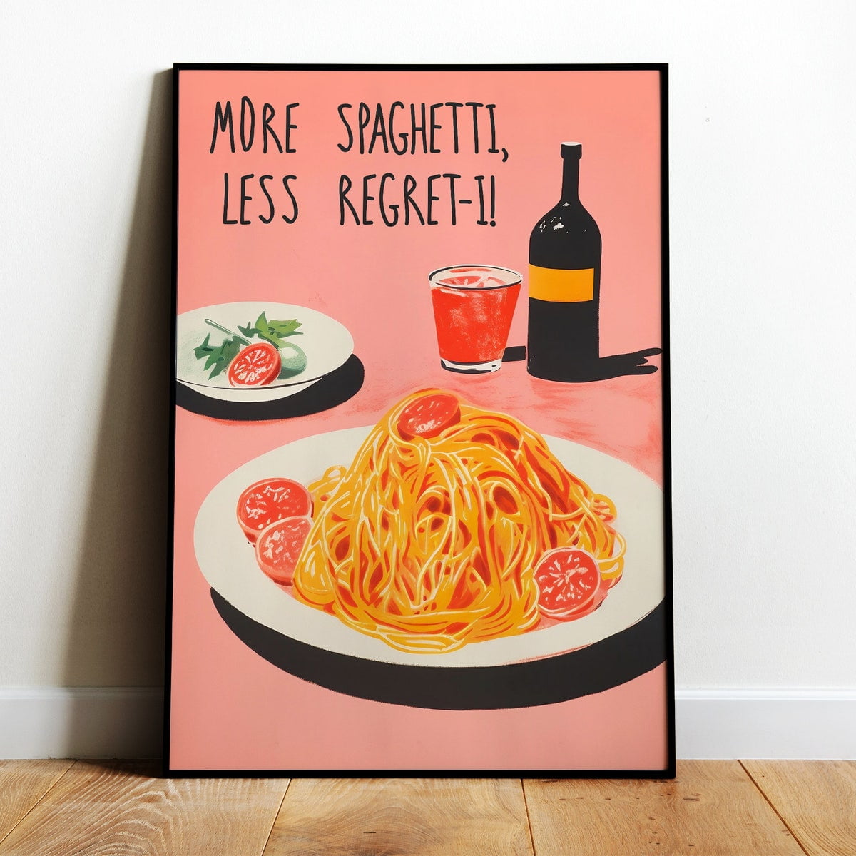 Poster Spaghetti Poster Printable Pink Kitchen Print Digital Pasta Wall ...