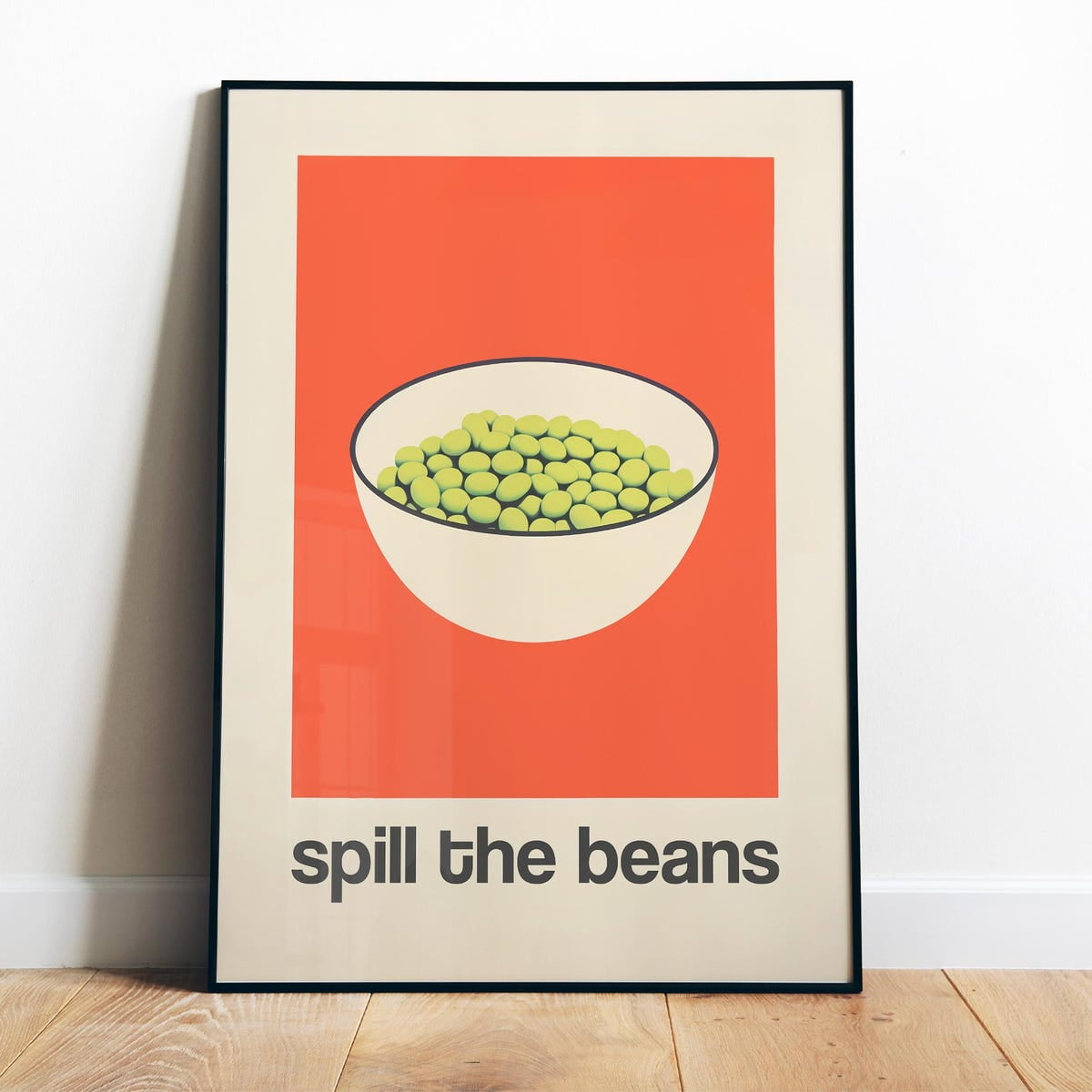 Poster Spill The Beans Art Funny Kitchen Wall Art Printable Minimalist ...