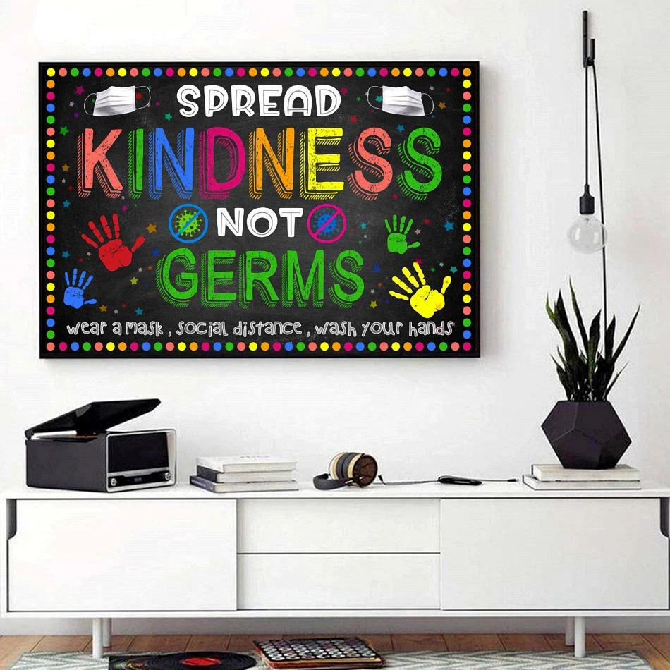 Poster Spread Kindness Not Germs Wall Art, Unframed Prints For Home Or ...
