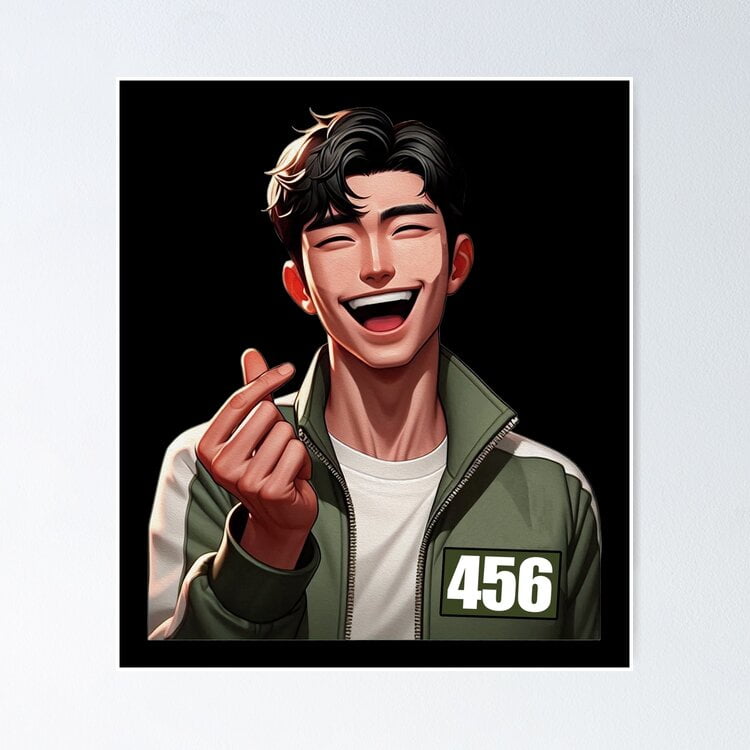 Poster Squid Game 2 Player 456 Seong Gi-Hun Korean Finger Heart Poster ...