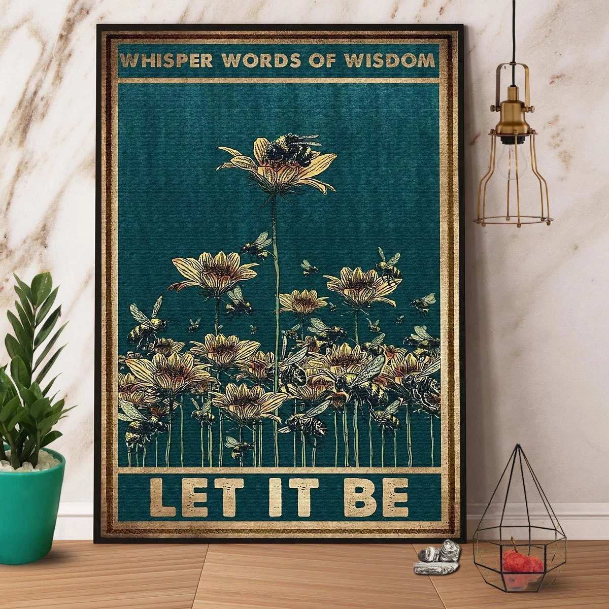 Poster Sunflower Bee Whisper Words Of Freedom Let It Be - UNFRAMED Poster Prints, Wall Art For ...