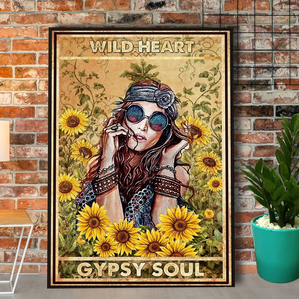 Poster Sunflower Hippie Girl Wild Heart Gypsy Soulwrapped Full ...