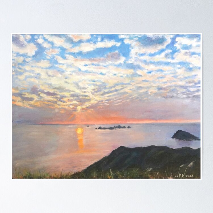 Poster Sunrise Above The Sea Oil Painting Poster No Framed, 12x18 ...
