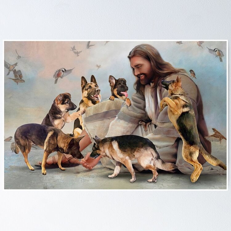 Poster Surrounded By German Shepherd Angels Gift For You - Jesus German ...