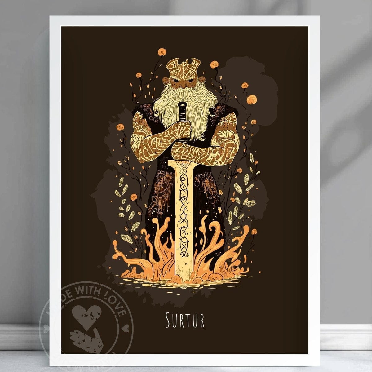 Poster Surtur Poster, Fenrir Fire Giant Of Muspelheim, Norse Mythology Art, Surer, Nordic ...