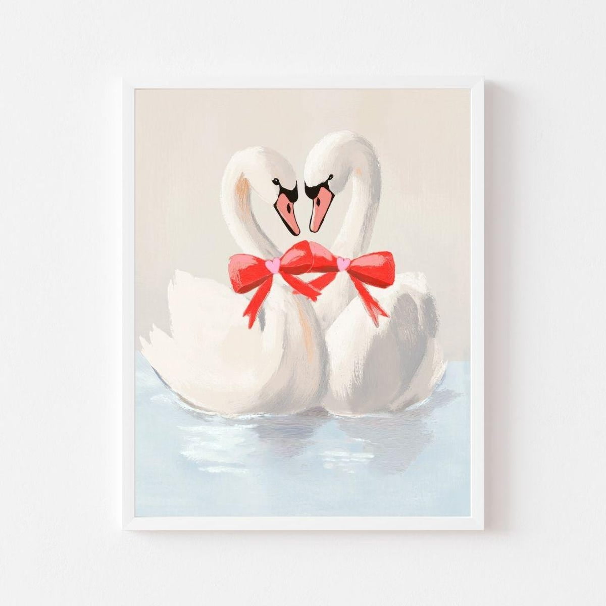 Poster Swans In Love Painting | Valentine'S Day Wall Art Print | Preppy ...