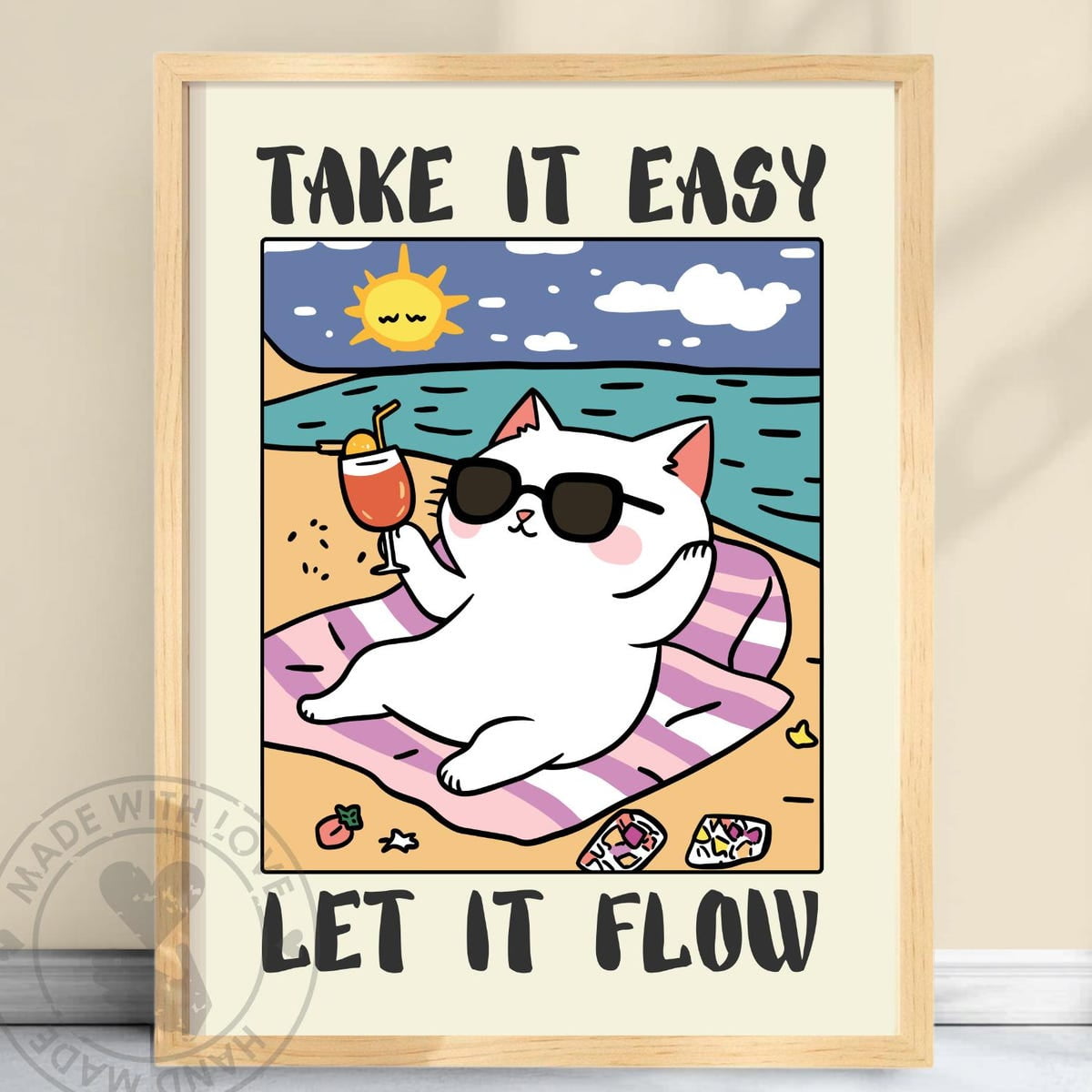 Poster Take It Easy, Let It Flow Print, Funky Inspirational Quotes Wall ...