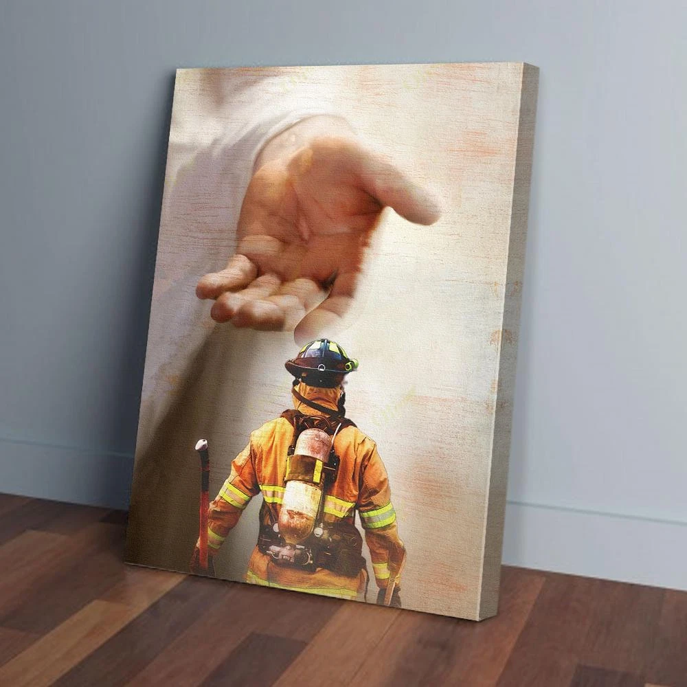 Poster Take My Hand Jesus Firefighter Vertical, Wall Art, Unframed ...