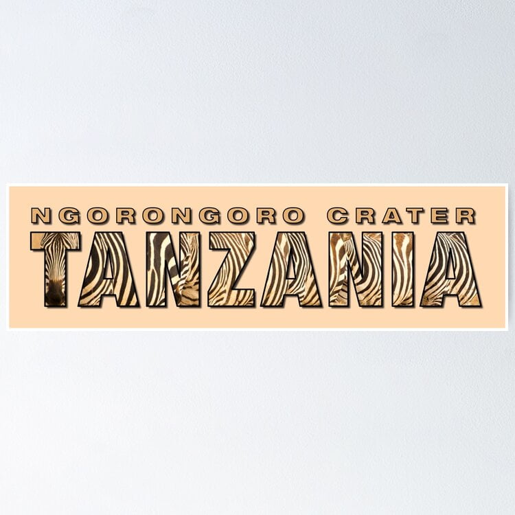 Poster Tanzania Ngorongoro Word-Masked Zebra Photo - No Framed, Vintage ...