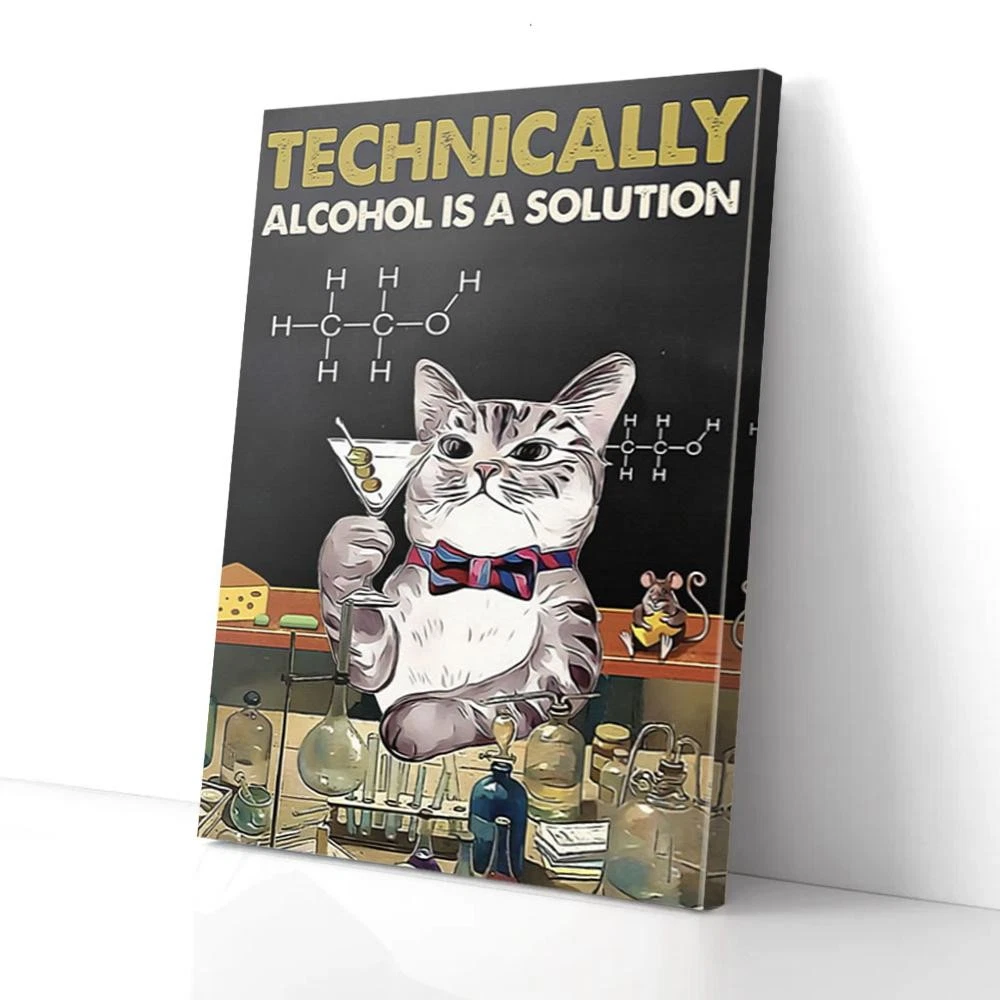 Poster Technically Alcohol Is Solution With Mouse Cat- UNFRAMED Poster ...