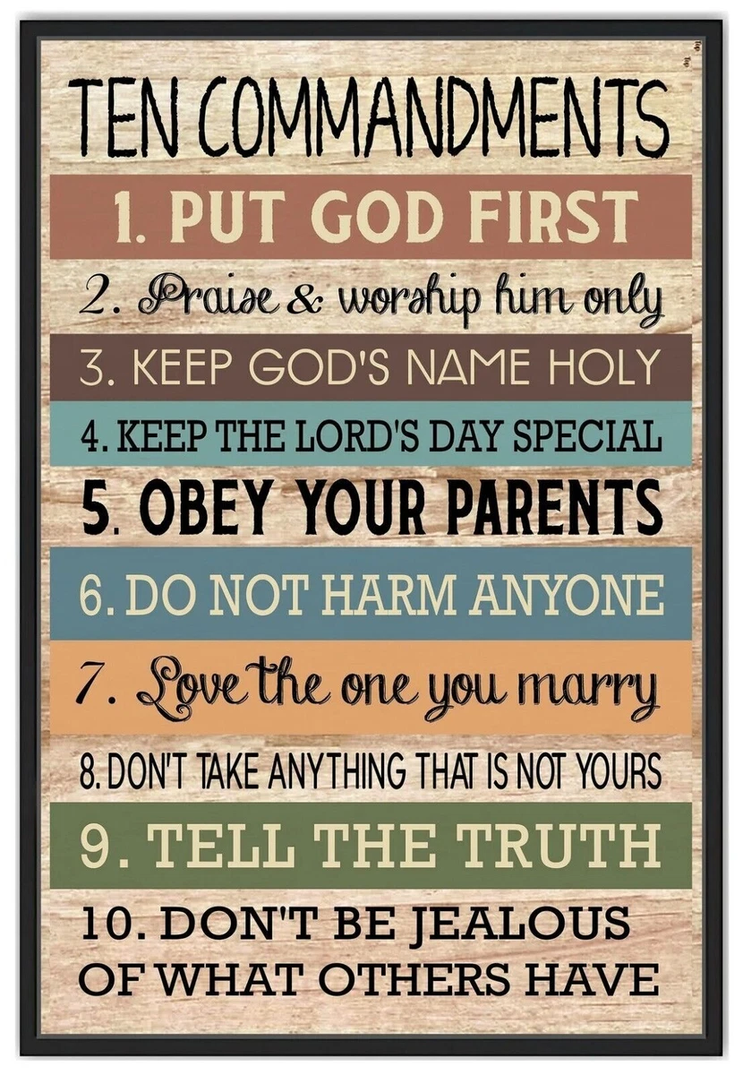 Poster Ten Commandments Bible Versebedroom-Jesus-God-Positive Inspirat ...