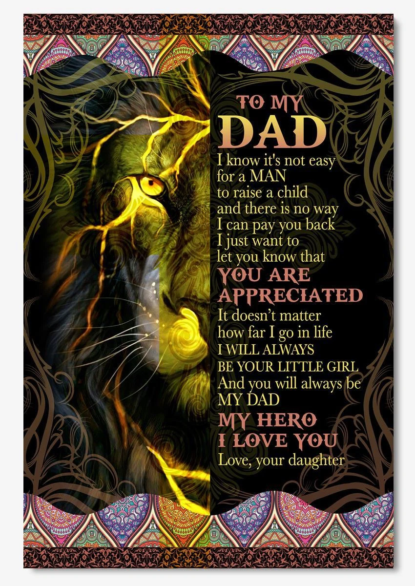 Poster Thankful Quote Letter Fromaughter To Herad Gift For Father'Say ...