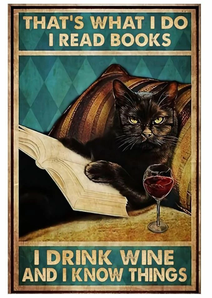 Poster That'S What I Do Drink Wine Read Books Know Things Cat Funny ...