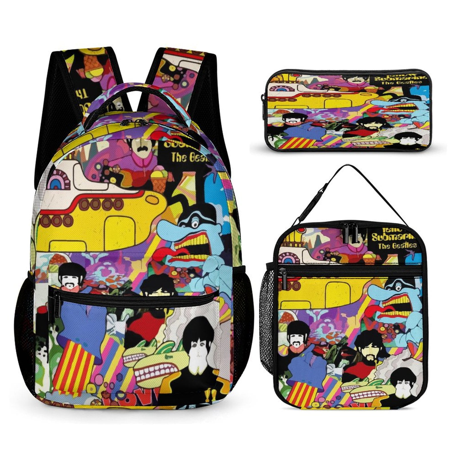 Poster The Beatles Yellow Submarine 3 Piece Backpack Set Anime Casual ...