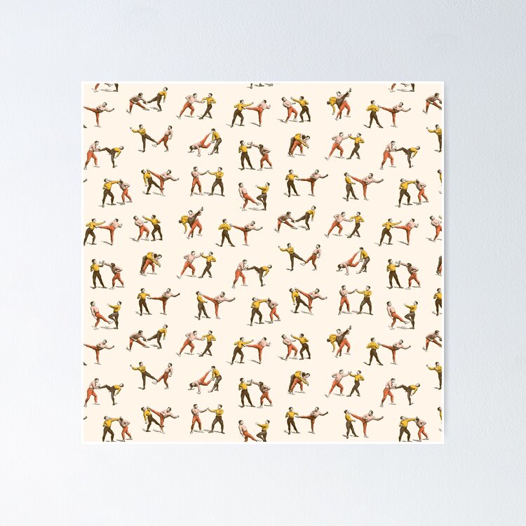 Poster The Boxers - Pattern - No Framed, Vintage Wall Art, Trendy Retro ...