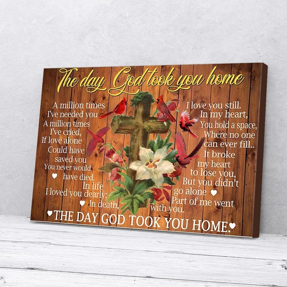 Poster The Day God Took You Home Cross Cardinal Heaven, Wall Art ...