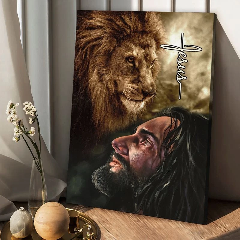 Poster The Face Of Jesus And Lion Jesus - , _9740 Wall Art, Unframed ...