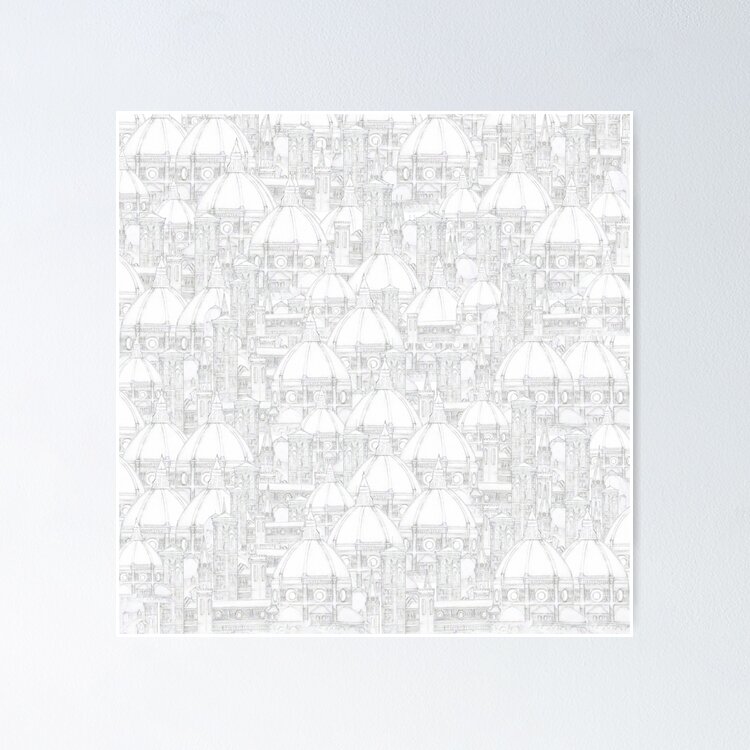 Poster The Florence Cathedral The Duomo Pencil Drawing Pattern Poster ...
