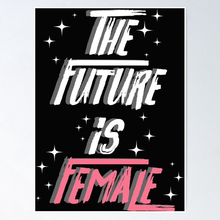 Poster The Future Is Female - No Framed, Vintage Wall Art, Trendy Retro ...