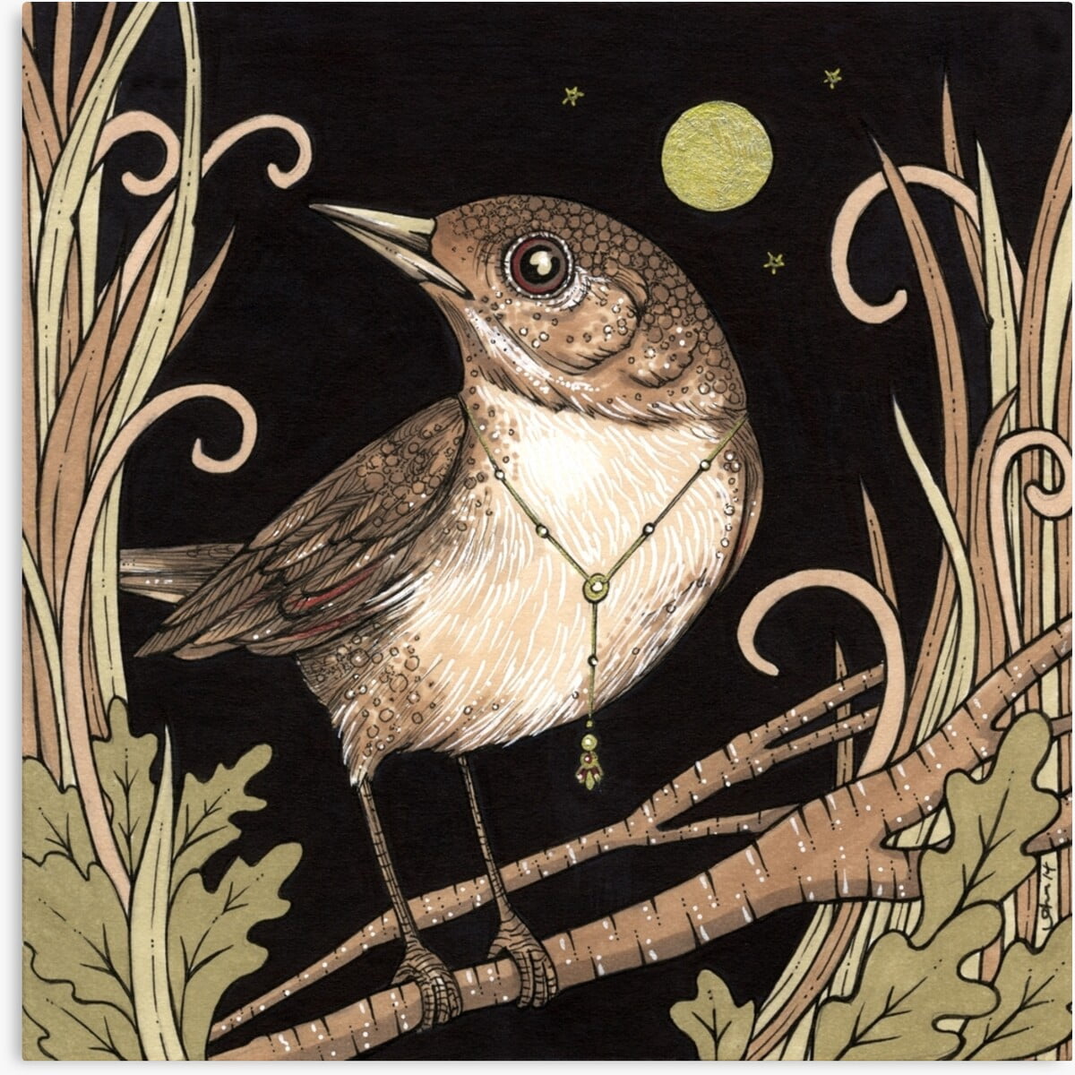 Poster The Jeweled Nightingale - No Framed, Vintage Wall Art, Trendy ...