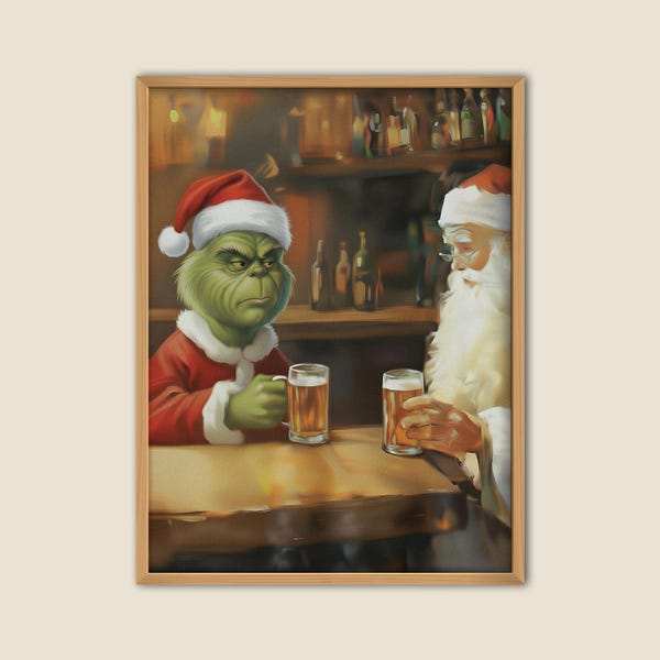 Poster The & Santa At The Bar - French Illustration, Christmas Poster ...