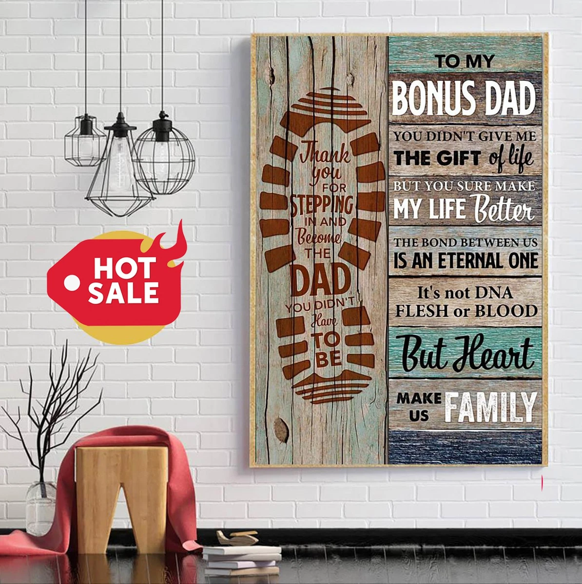 Poster To My Bonus Dad You Made My Life Better Vertical, Wall Art ...